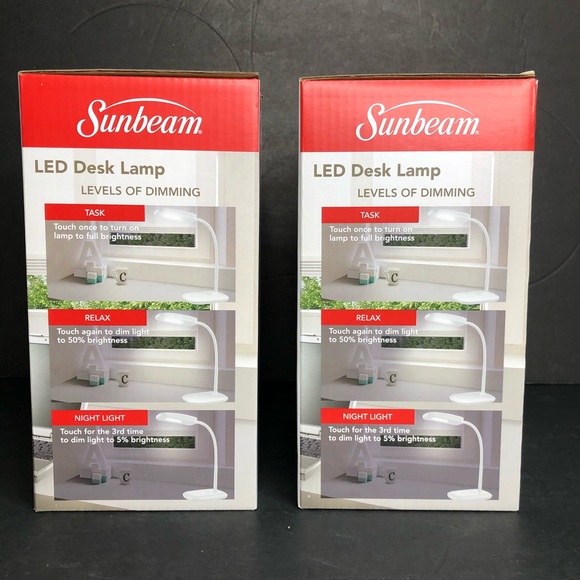 Sunbeam | Other | 2 White Sunbeam Led Dimming Desk Lamps Nib | Poshmark